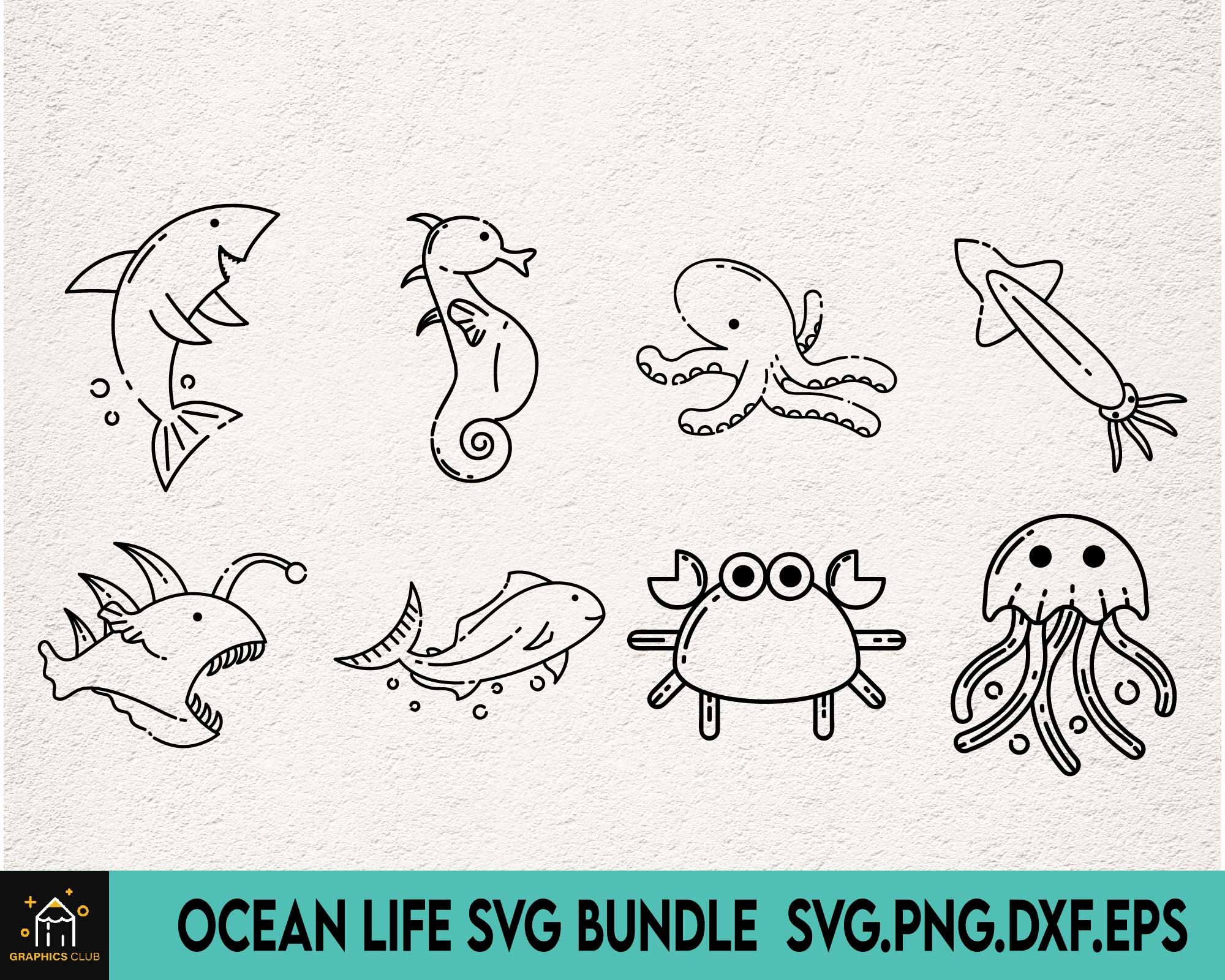 Sea Animals Svg Bundle Sea Life Svg Ocean Animals Svg - Etsy Finland