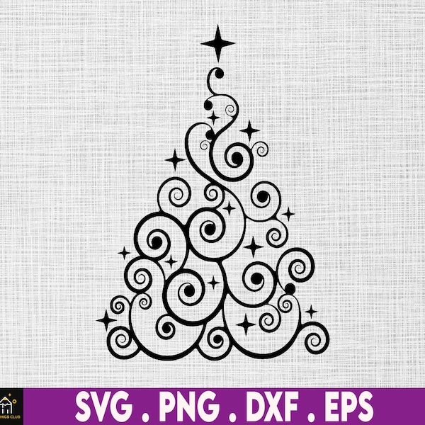 Swirly Christmas Tree Svg - Etsy