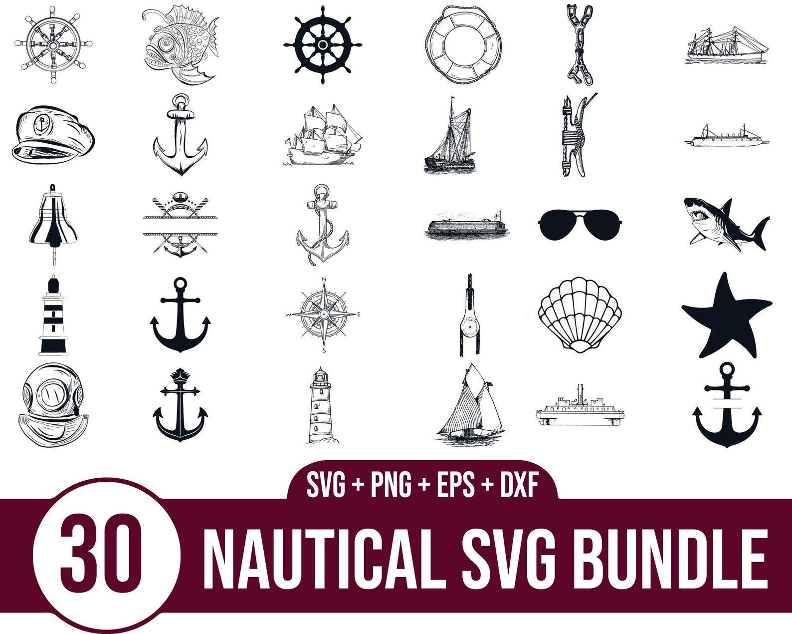 Nautical Svg Bundle Nautical Svg Beach Svg Boat Svg Anchor - Etsy