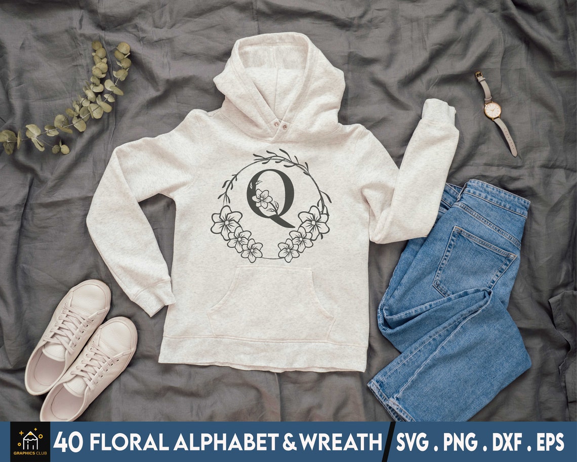 Floral Alphabets Svg Bundle Wreaths Svg Bundle Hand Drawn Etsy