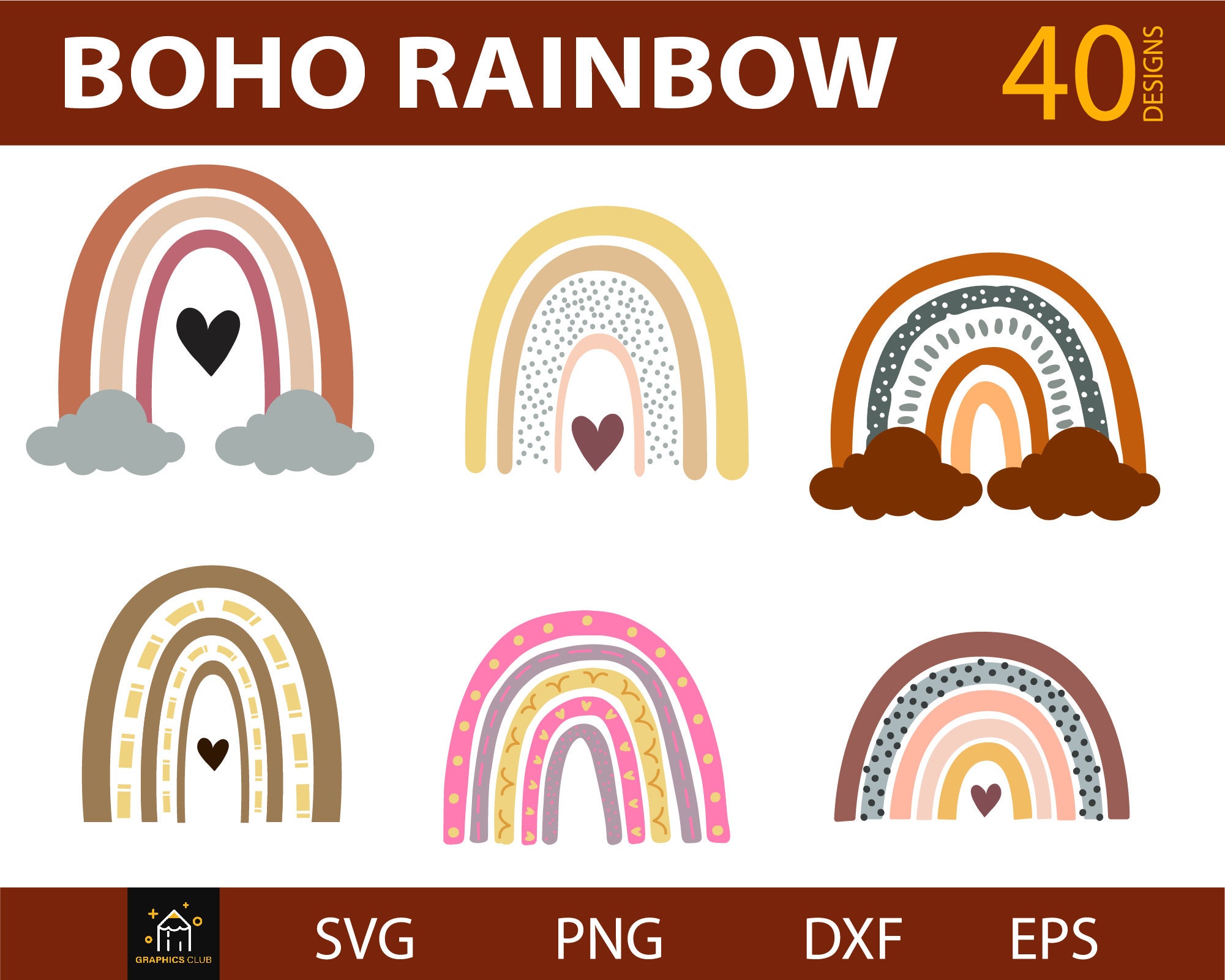 Boho Rainbow Svg Bundle Rainbow Svg Cute Rainbow Svg Boho - Etsy