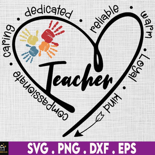 Teacher Heart - Etsy