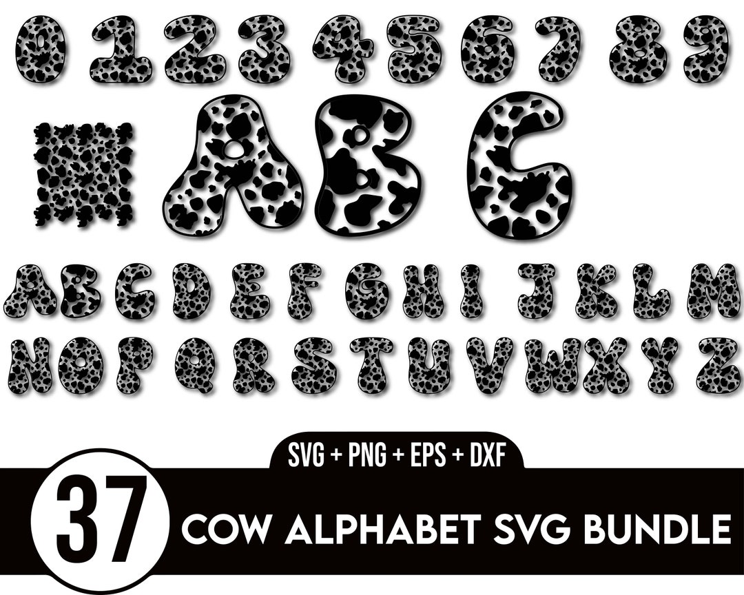 Cow Alphabets Svg Bundle Cow Font Png Svg Cow Skin Font - Etsy Finland