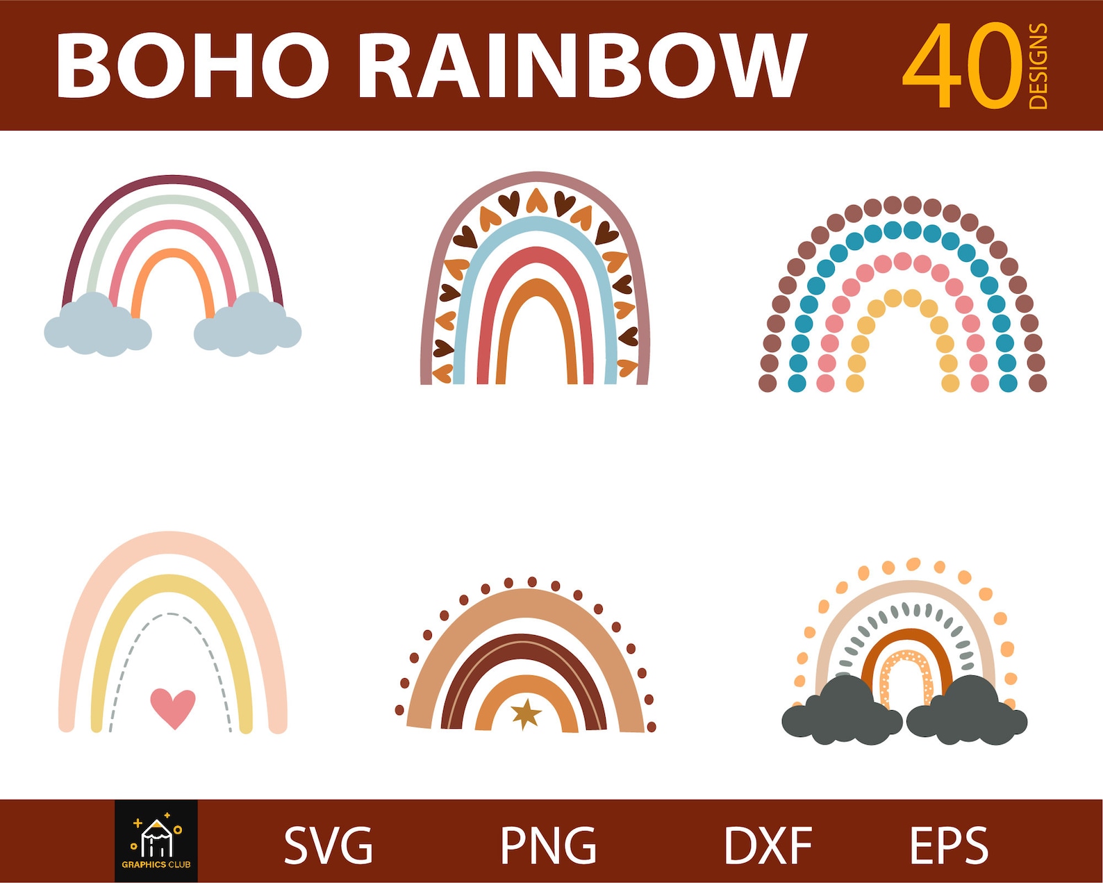 Boho Rainbow Svg Bundle Rainbow Svg Cute Rainbow Svg Boho - Etsy