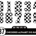 Checkered Alphabet and Numbers Svg Bundle, Checkered Letters, Racing ...