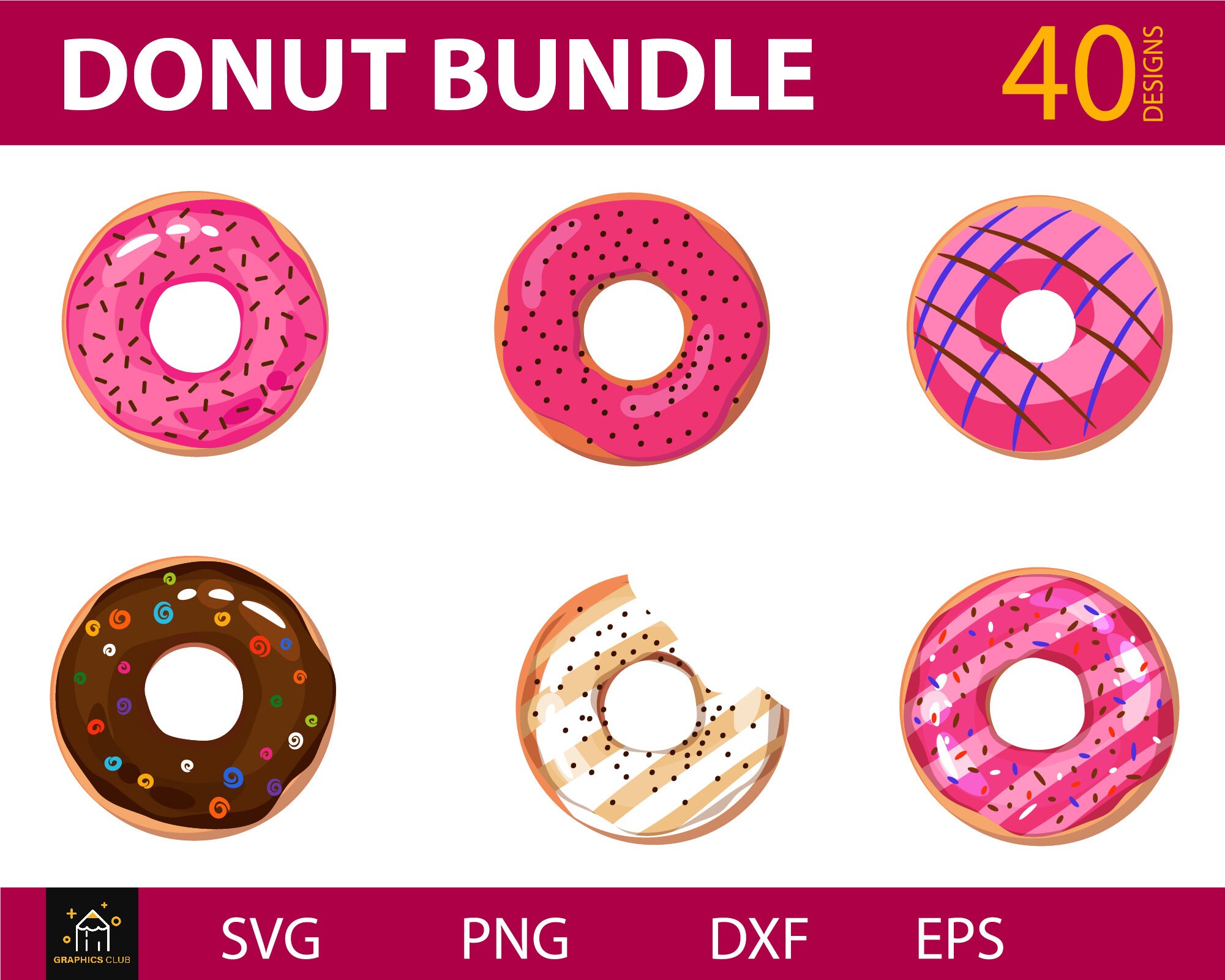 Donut SVG Bundle Donut Png Donut Clipart Sprinkle Donuts - Etsy