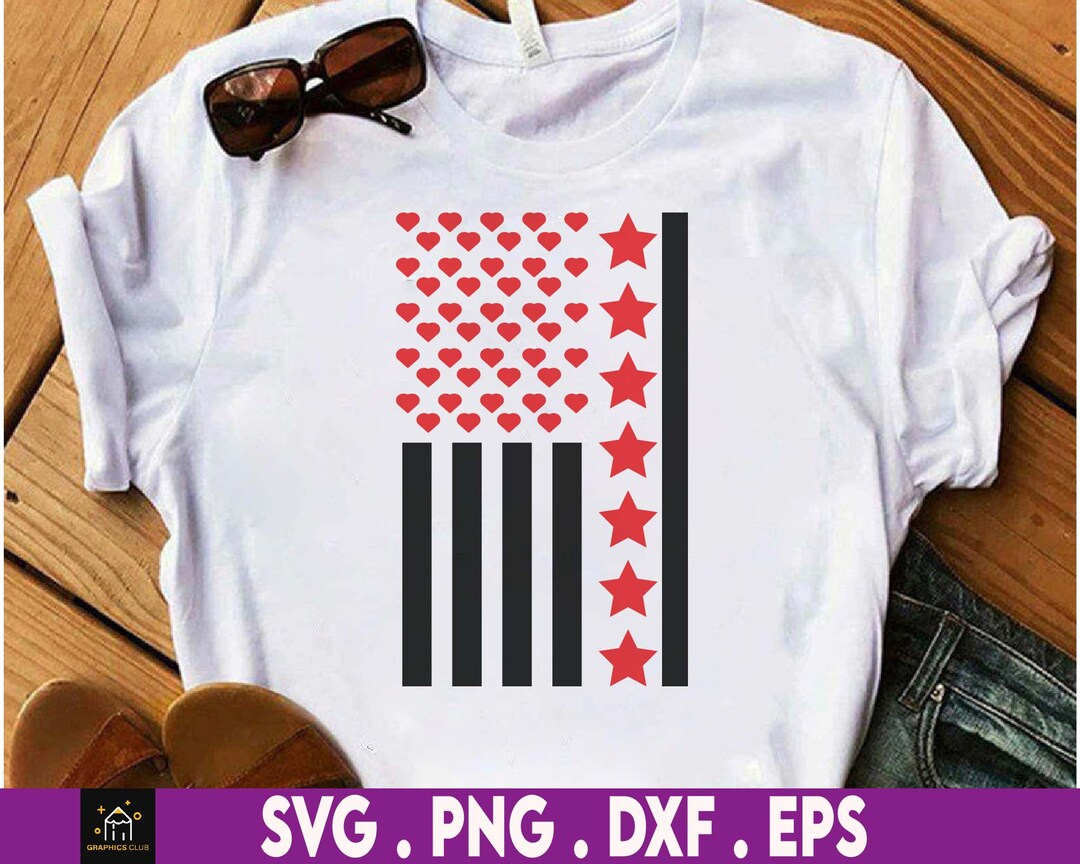 American Heart Flag Svg, American Flag Svg, USA Flag Flower Heart Svg ...