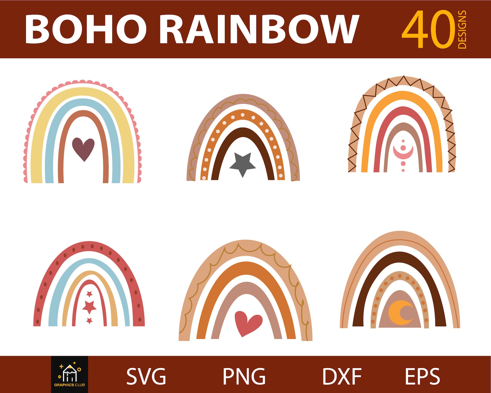 Boho Rainbow Svg Bundle Rainbow Svg Cute Rainbow Svg Boho - Etsy