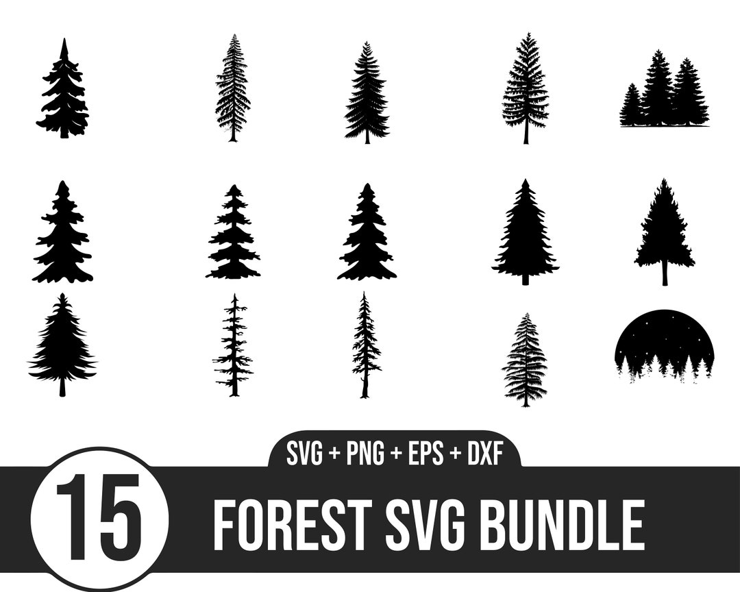 Forest Svg Bundle, Tree Svg, Pine Tree Svg, Christmas Tree Svg, Woods ...