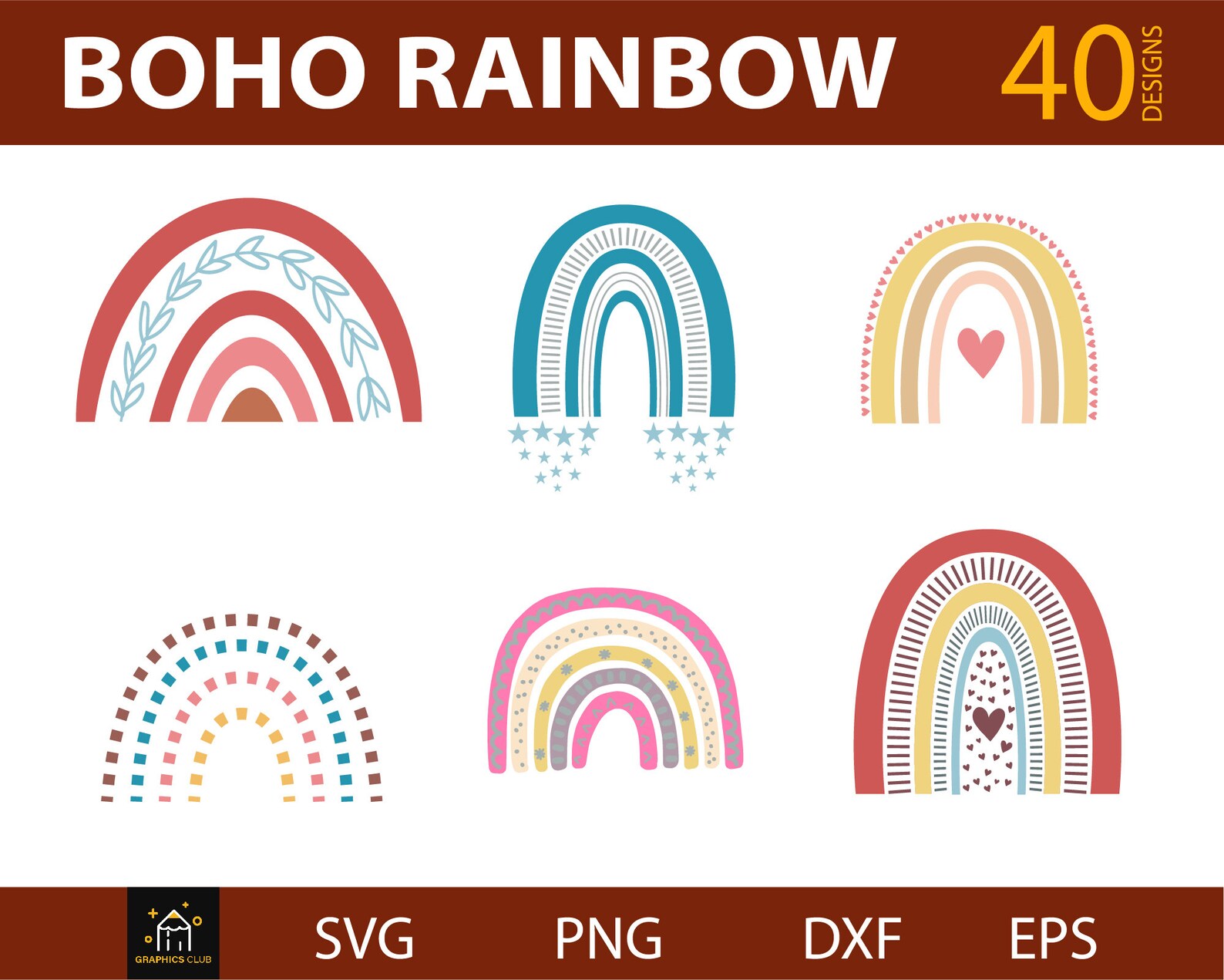 Boho Rainbow Svg Bundle Rainbow Svg Cute Rainbow Svg Boho - Etsy
