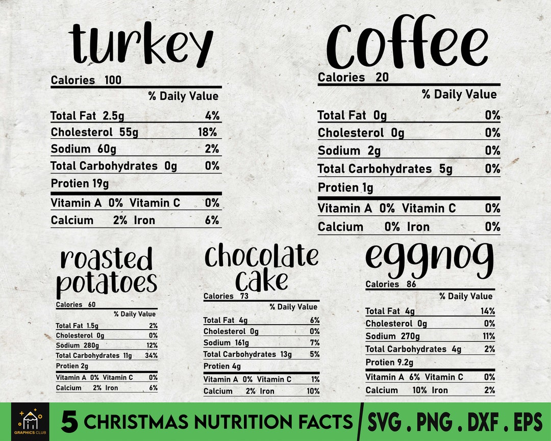 Christmas Nutrition Facts Svg Bundle,nutrition Food Facts Svg,christmas ...