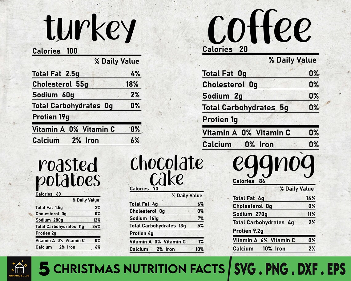 Christmas Nutrition Facts Svg Bundlenutrition Food Facts - Etsy