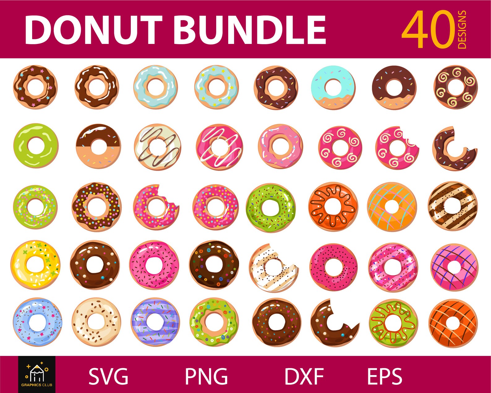 Donut SVG Bundle Donut Png Donut Clipart Sprinkle Donuts - Etsy