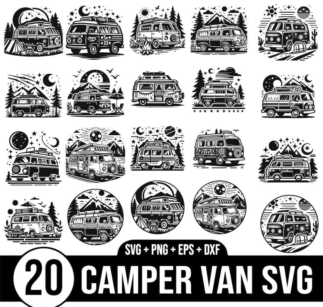 Camper Van Svg Bundle Hippie Van Svg Camping Svg Adventure Svg