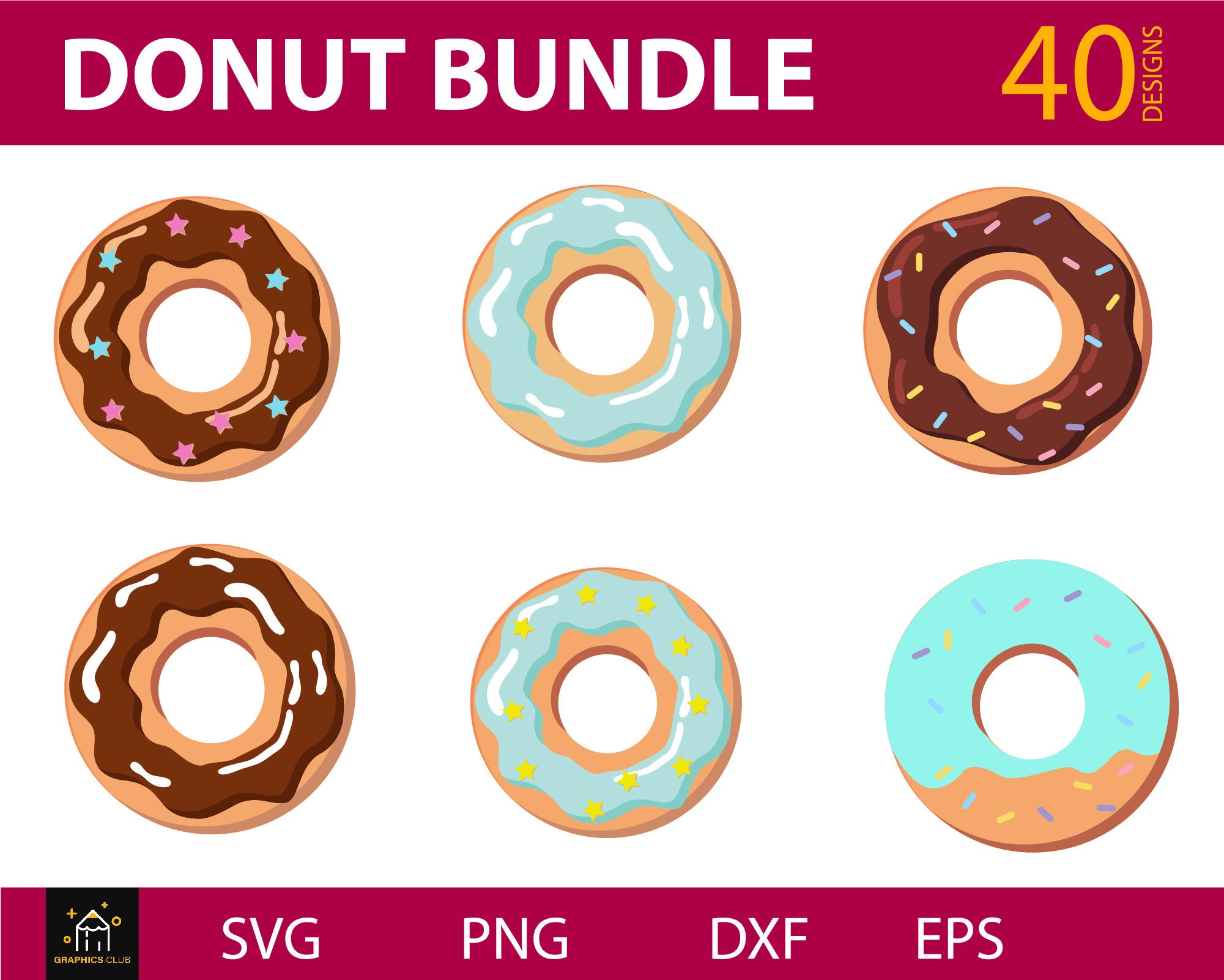 Donut SVG Bundle Donut Png Donut Clipart Sprinkle Donuts - Etsy