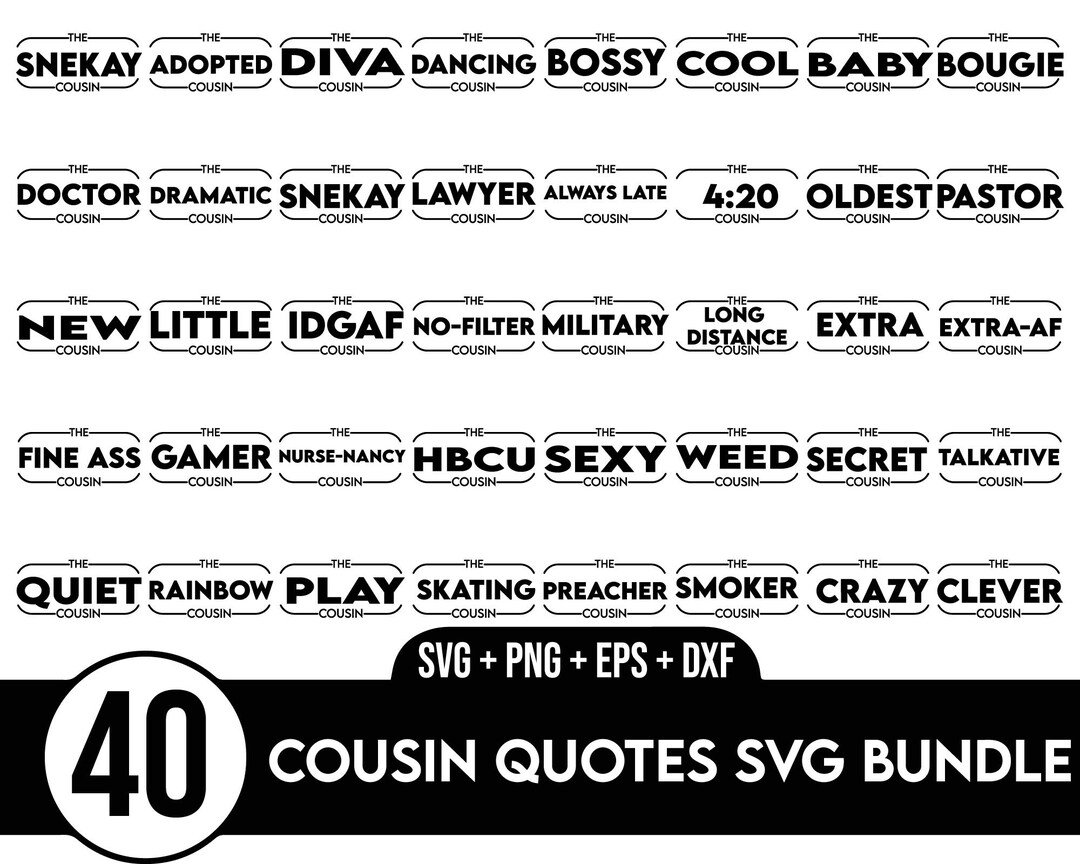 Cousin Quotes Svg Bundle, Cousin Crew Svg, Group Shirts, Bff Cousin ...