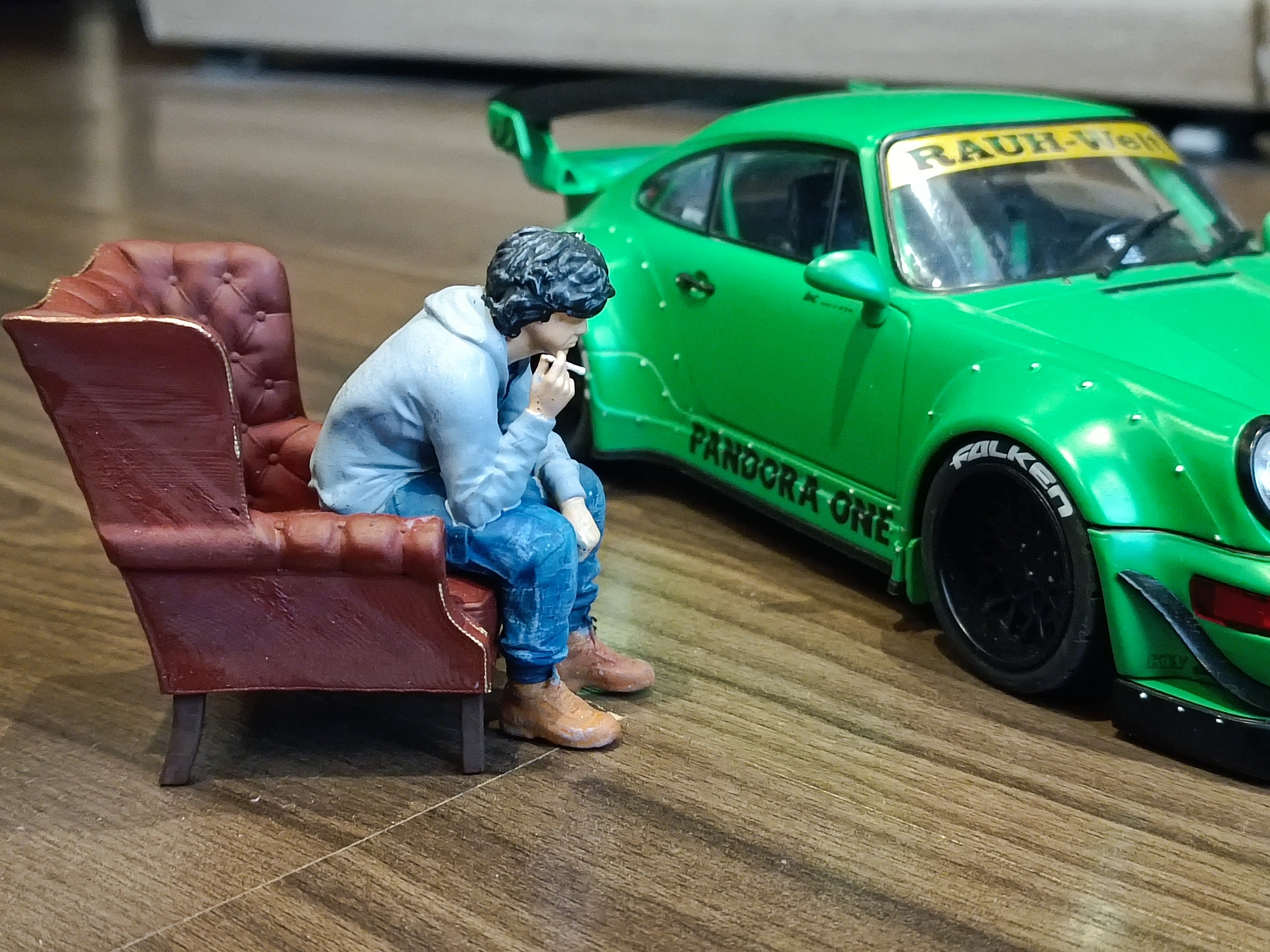 Akira Nakai-san Smoking and Sitting in Chair 3D Print RWB Scale 1:18 ...