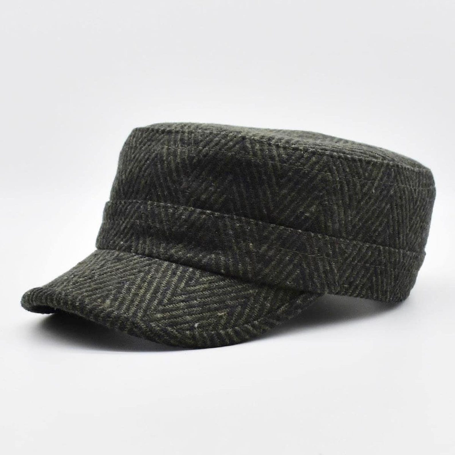 Brown Tweed Cadet Cap for Men – Wool Military Style Hat - Etsy