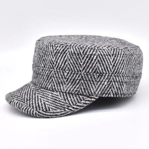Men’s Wool Cadet Cap – Brown Tweed Military Hat – Vintage Houndstooth ...