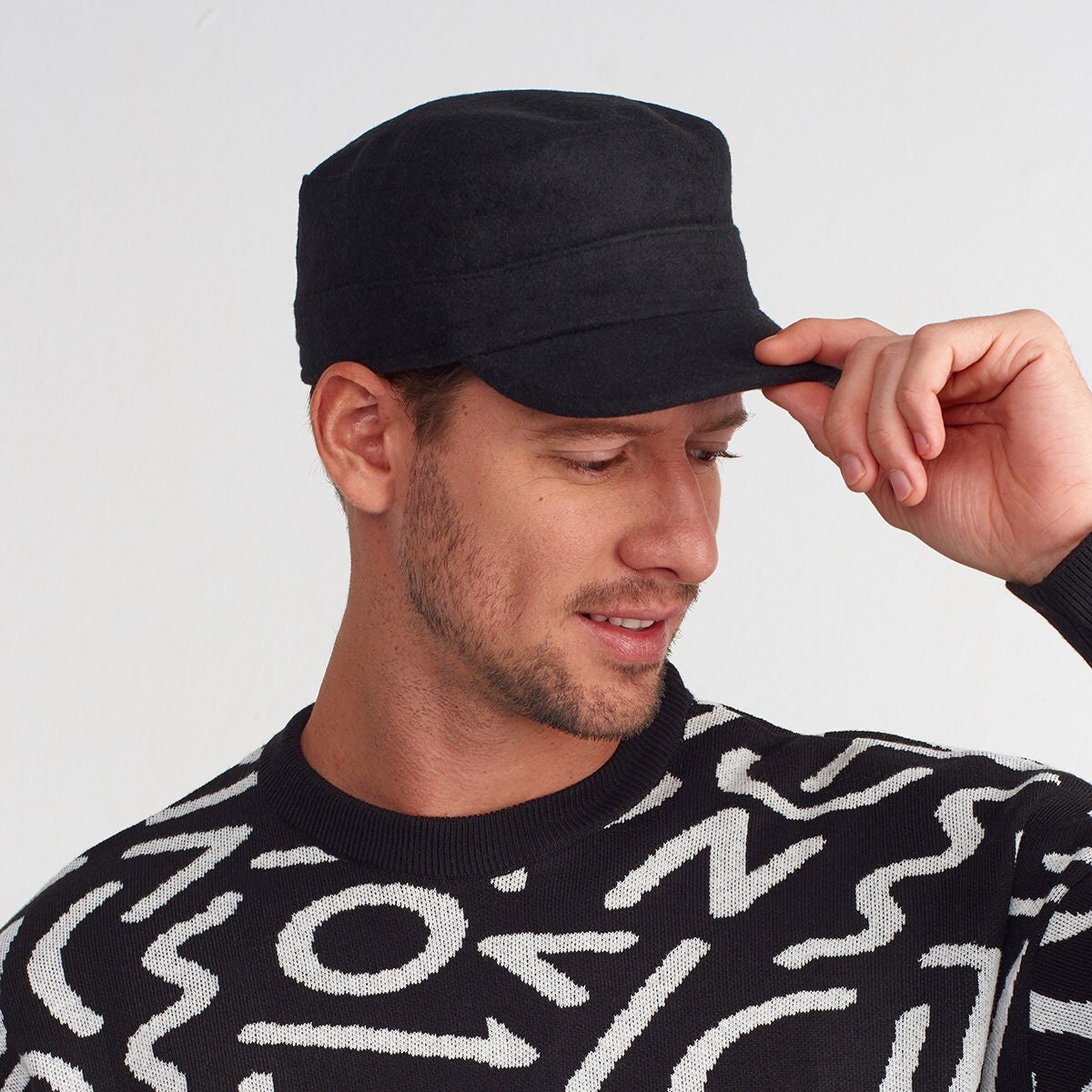 Wool Military Cadet Cap: Adjustable Winter Camper Hat - Etsy