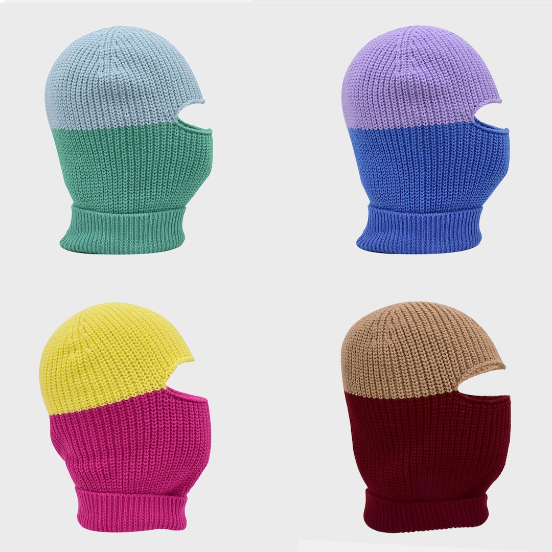 Multicolor Knit Balaclava: Cotton Blend Full Face Mask - Etsy UK
