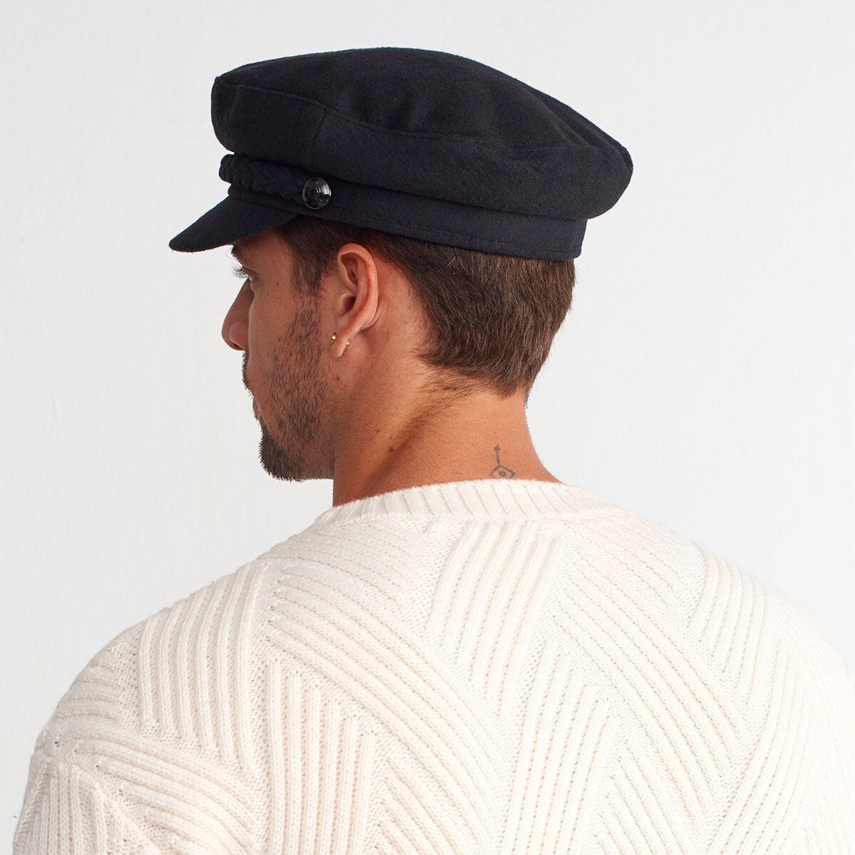 Mens & Womens Fiddler Cap, Black Baker Boy Hat, Fisherman Captain ...