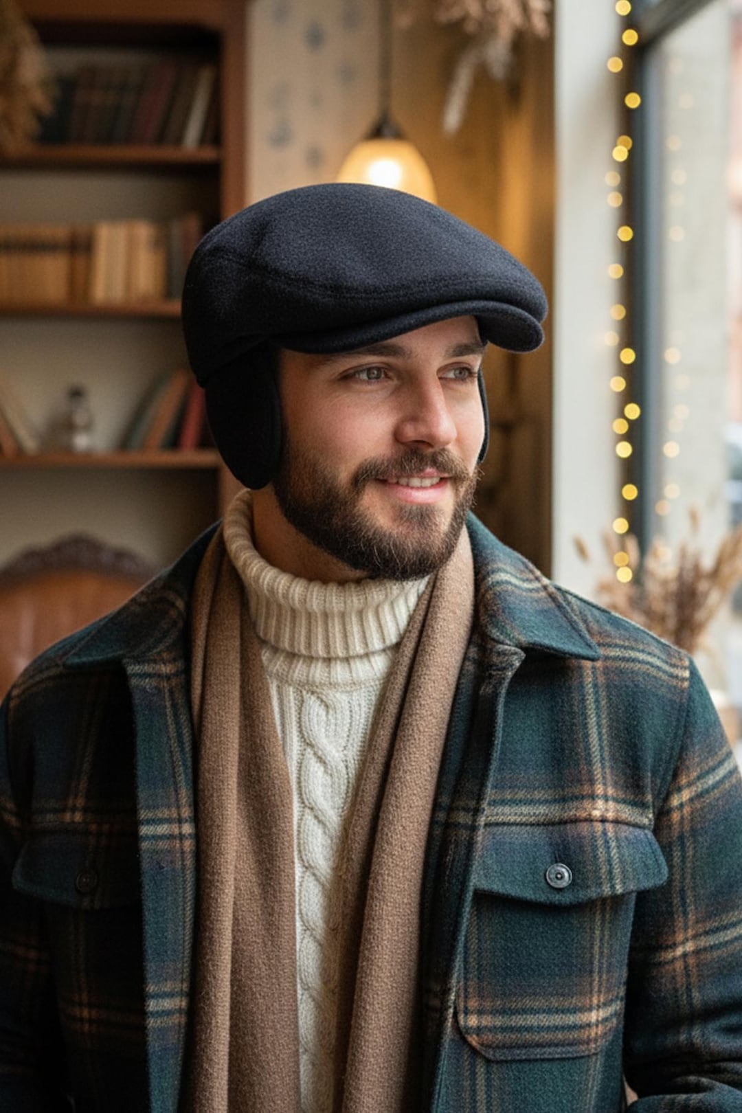 Luxury Wool Earflap Flat Cap for Men – Handmade Winter Hat, Timeless ...