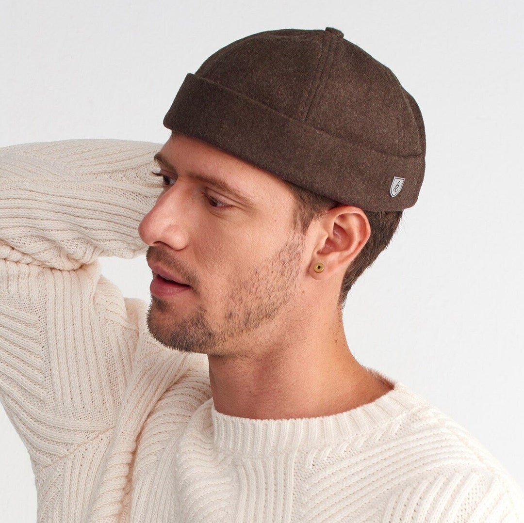 Wool Blend Docker Cap: Brown Fisherman Beanie, Unisex Winter Hat - Etsy