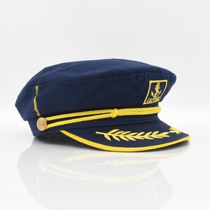 Unisex Hat With Captain Text Embroidery, Size Options, Sailor Style, 2 Colors Navy Blue and ...