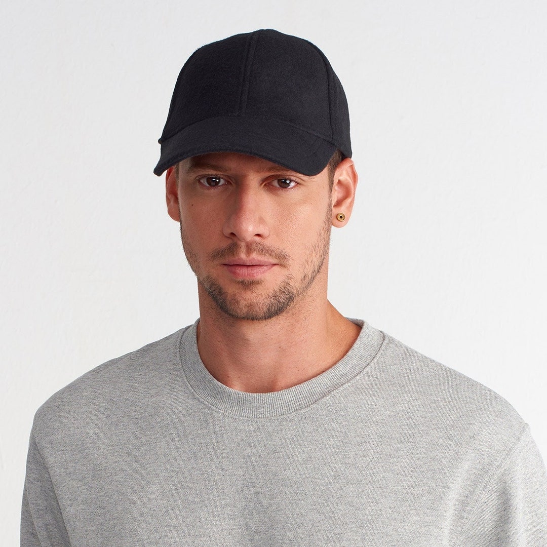 Black Wool Baseball Cap: Adjustable Winter Hat - Etsy
