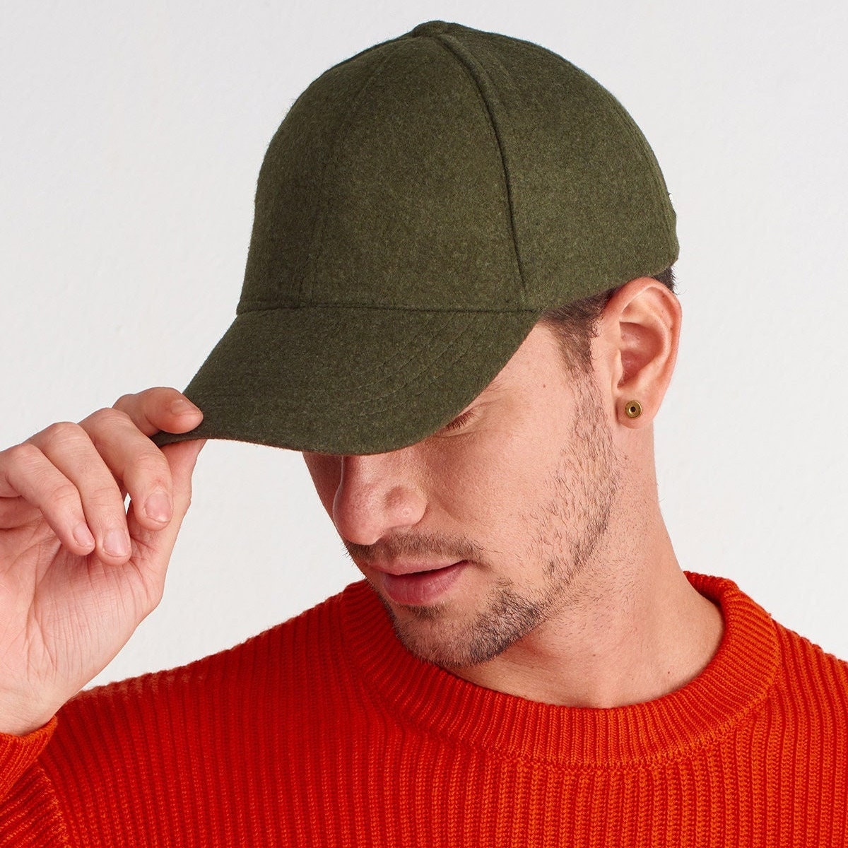 Wool Baseball Hat, Green Wool Baseball Cap, Unisex Winter Hat, Solid ...