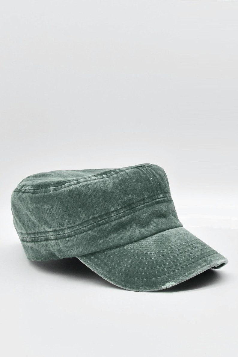 Washed Cotton Military Cap: Army Style Denim Hat - Etsy