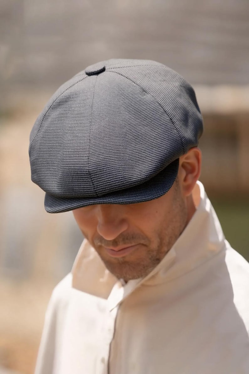 British Style Newsboy Cap: Dark Grey Cotton Peaky Blinders Hat - Etsy