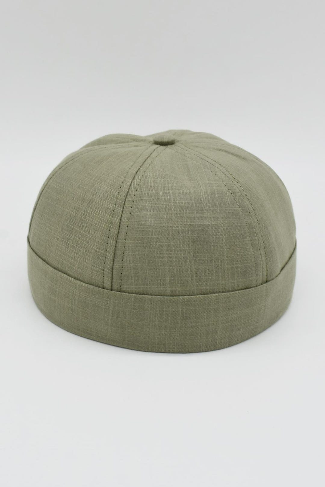 Green Linen Docker Cap: Adjustable Brimless Sailor Hat - Etsy