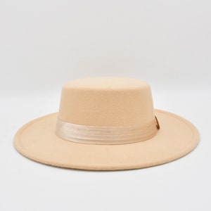 Beige Winter Boater Hat Classic Wide Brim Hat Women Beige - Etsy