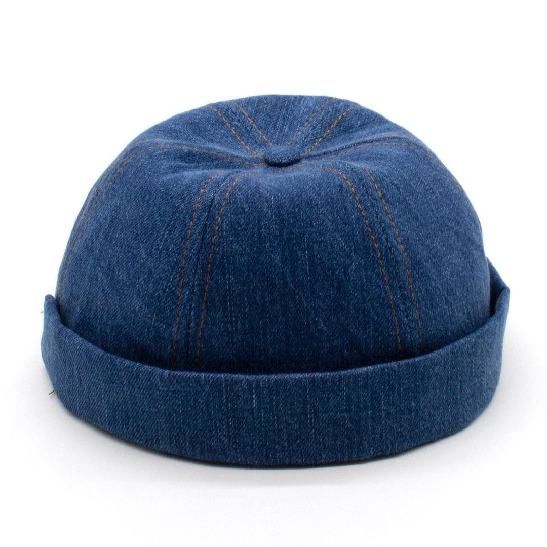 Denim Docker Cap Minimalist Summer Beanie Jean Brimless Cap Hat Unisex ...