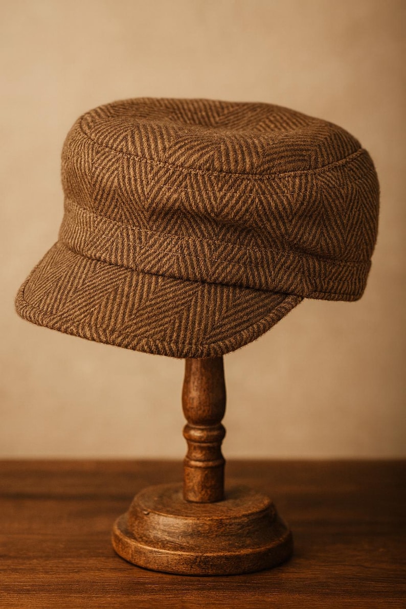 Brown Tweed Cadet Cap for Men – Wool Military Style Hat - Etsy