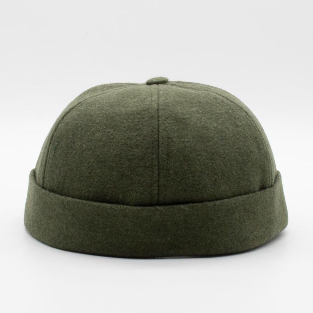 Green Wool Docker Cap: Adjustable Brimless Sailor Hat - Etsy