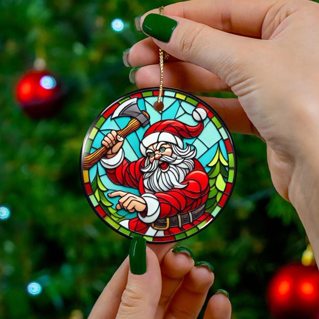 Axe Throwing Santa Ceramic Christmas Ornament, Hatchet Toss Gift - Etsy