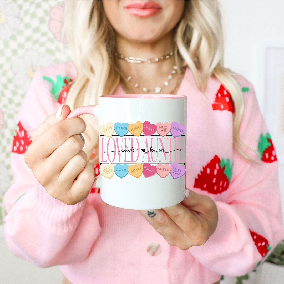 Auntie Mug,custom Auntie Gift With Niece & Nephew Names,cute Auntie ...