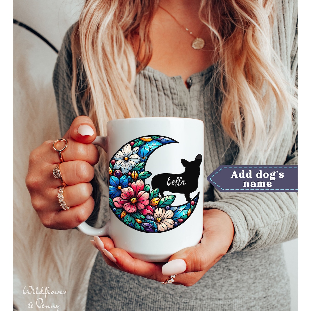 Floral Corgi Mug,personalized Corgi Gift Mug,corgi Gifts,corgi Lovers ...