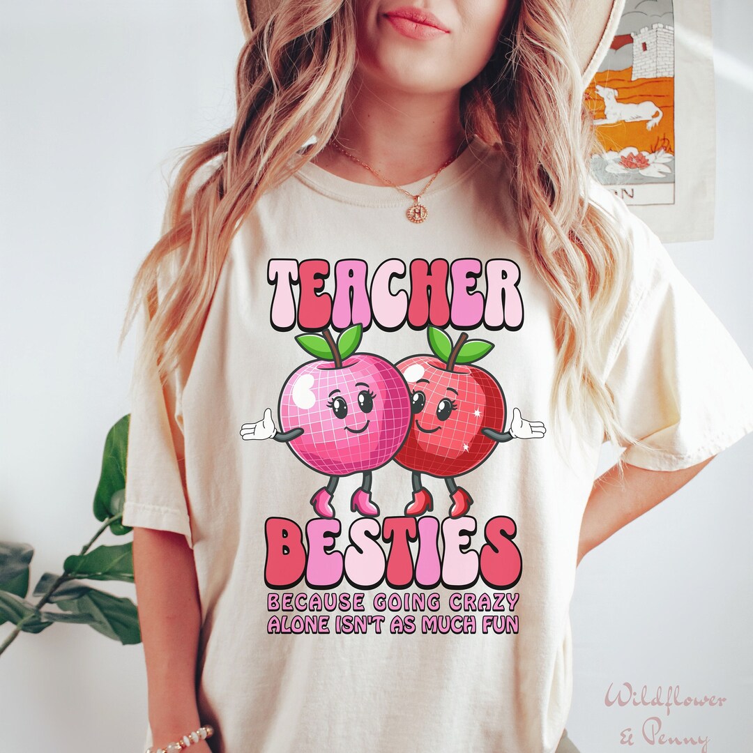 Retro Teacher Bestie Shirt,teacher Gifts,co-teacher Best Friend,co ...