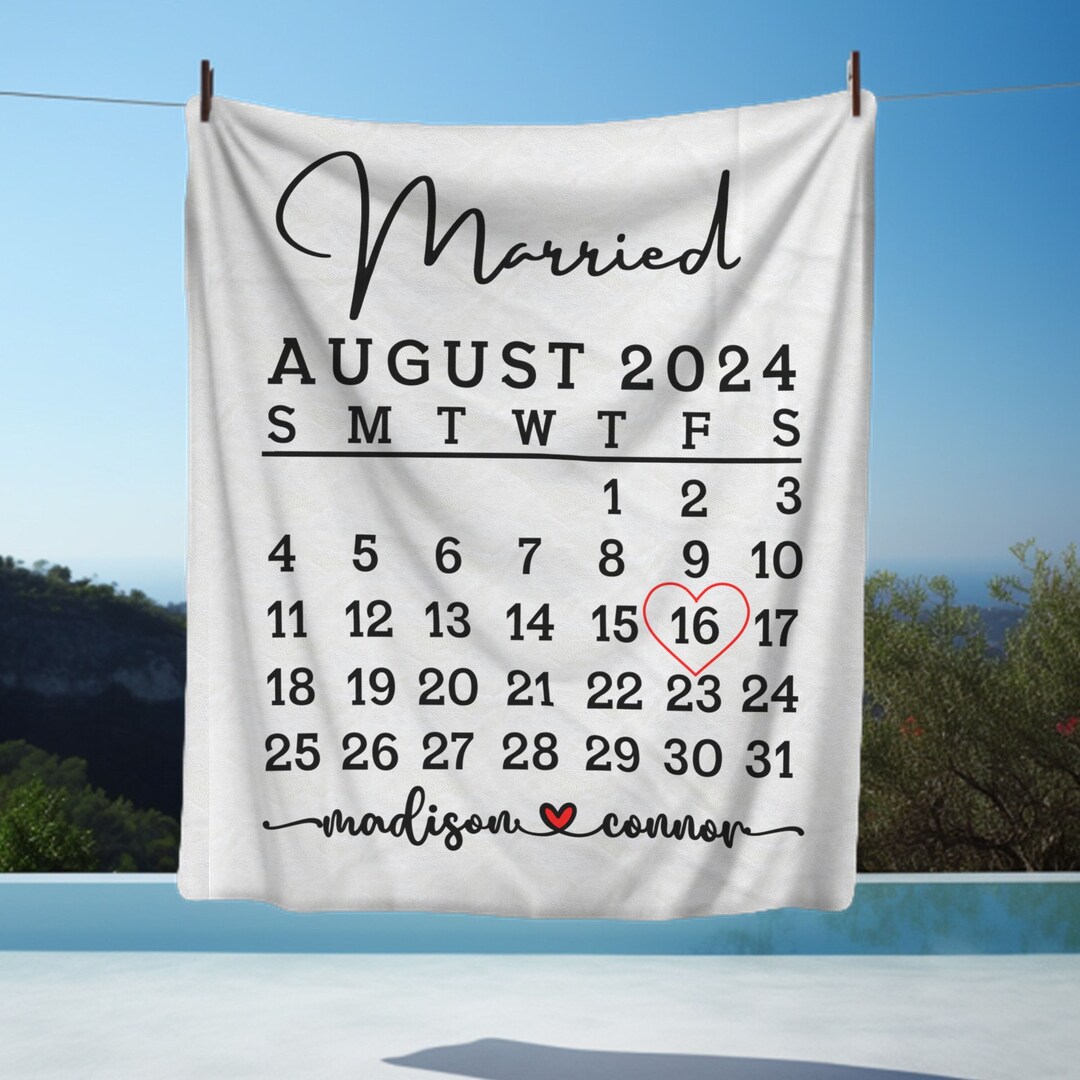 Personalized Calendar Blanket,custom Married Throw Blanket Gift,wedding ...