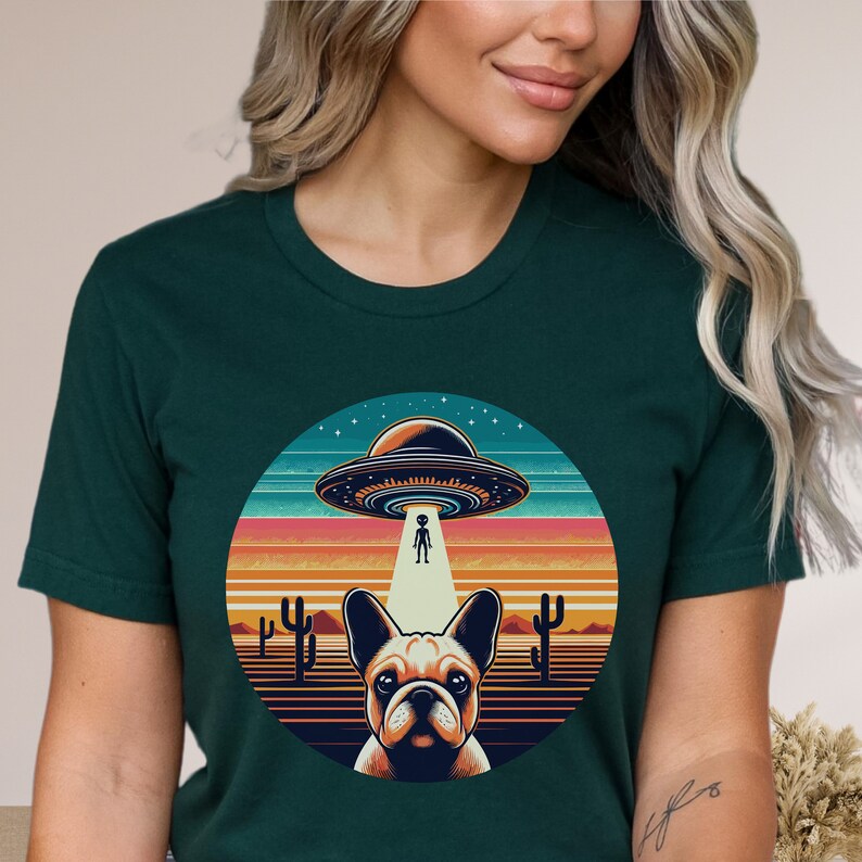 Funny French Bulldog Alien Abduction Unisex T-shirt - Etsy