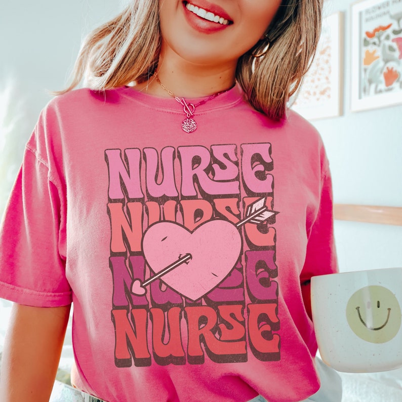 Retro Nurse Valentine's Day T-shirt - Comfort Colors - Etsy