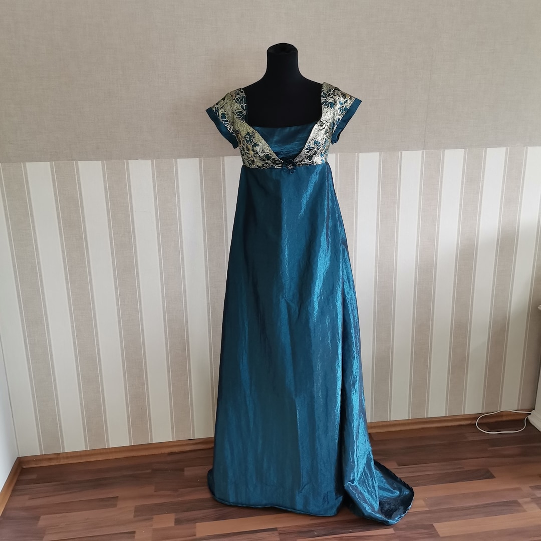 Empire Dress With Brocade Regency Dress Imperial Waist Regency Era ...