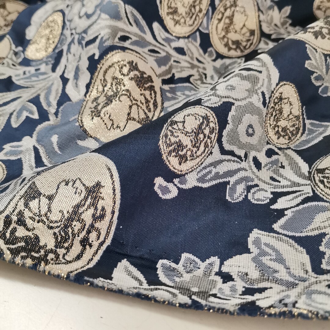 CLEARANCE SALE Brocade Fabric Blue Brocade Fabric Evening Dress Fabric ...