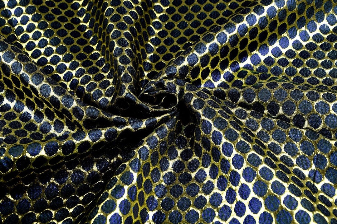 CLEARANCE SALE Brocade Fabric Blue Gold Brocade Fabric Evening Dresses ...