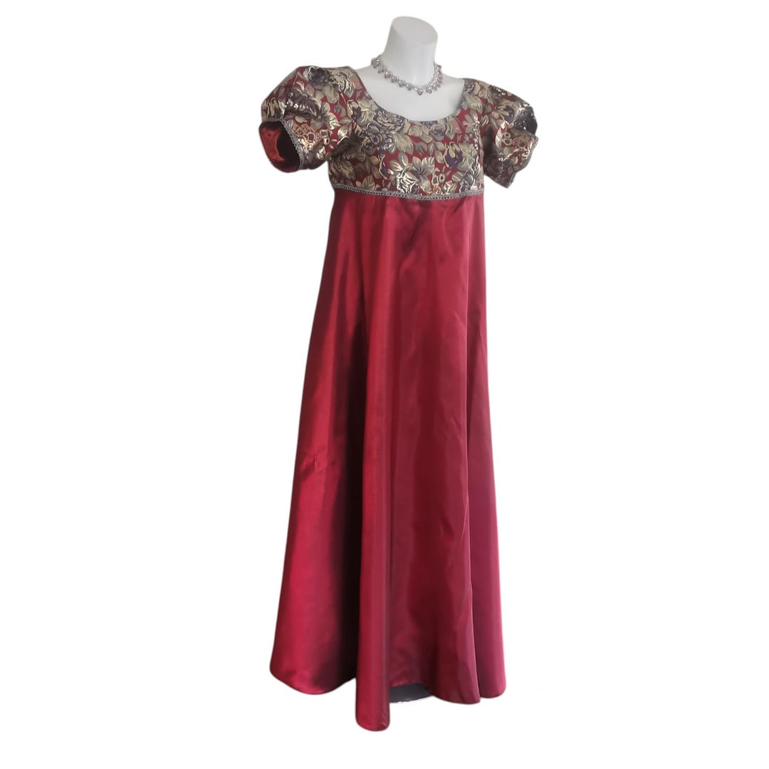 Empire Dress With Brocade Regency Dress Imperial Waist Regency Era ...