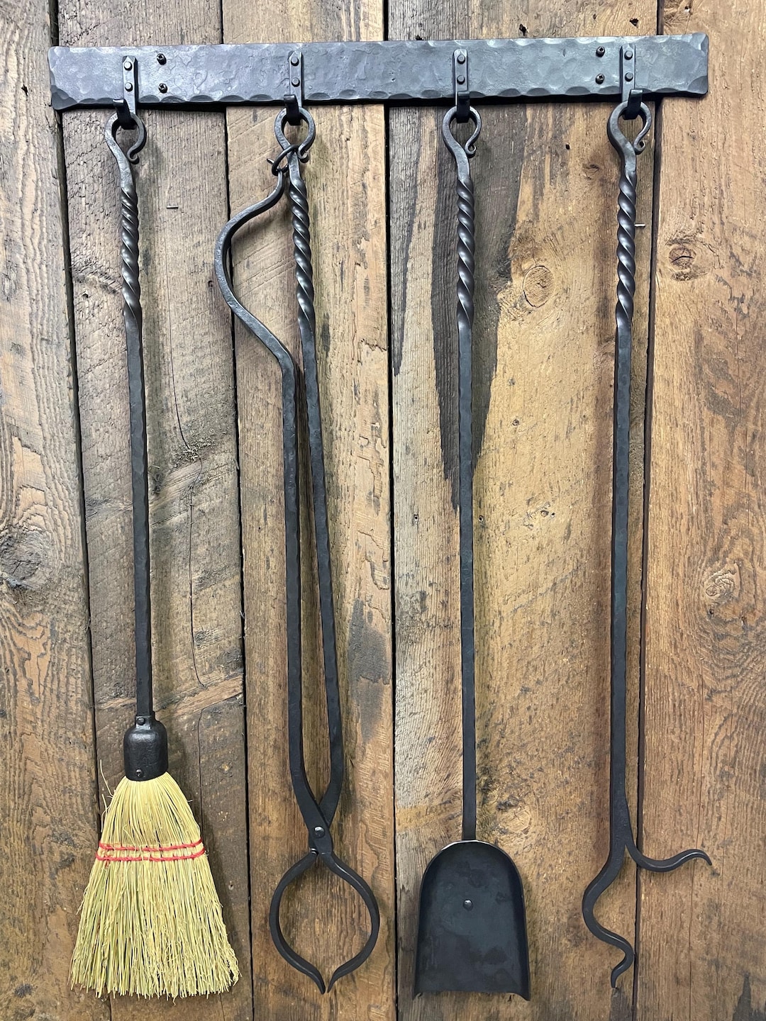 Hand Forged Fireplace Tool Set (4piece) SHIPS FROM USA - Etsy